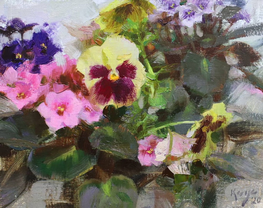 "Spring Violets and Pansies" - Daniel Keys - Highlands Art Gallery